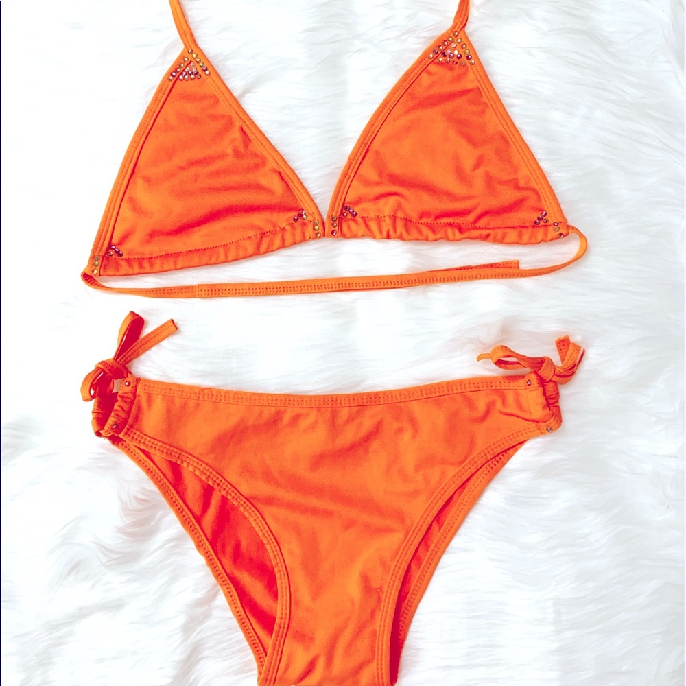 Swarovski Gemstones Orange String Bikini - Gem